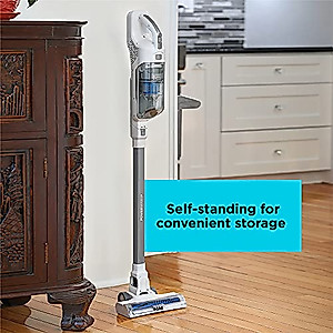 BLACK+DECKER POWERSERIES+ 16V MAX Cordless Stick Vacuum with LED Floor Lights, Lightweight, Multi-Surface, White (BHFEA420J)