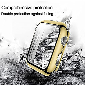 HANKN 40mm Case Compatible with Apple Watch Series 4 5 6 Se 40mm Tempered Glass Screen Protector Case, Full Coverage Shockproof Iwatch Bumper Cover (40mm, Gold)