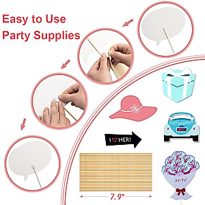 52PCS Wedding Photo Booth Props with Stick Bridal Shower Photo Booth Props Funny Photo Props, Wedding Party Supplies for Bride Groom, Bachelorette Wedding Party Decorations for Men Women Selfie Props