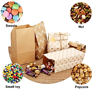 Swedin 24 Pcs Paper Goodie Bags for Cookies, Party Favor Bags, Paper Treat Bags for Candies, Cookies etc.[8 Each of Chevron, Dots, Solid]