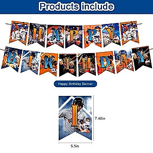 Astros Baseball Birthday Party Decorations ,Astros Baseball Birthday Party Favor with Banner, Ballons,Cake Topper, Cupcake Toppers for Boys Girls Fans Baseball Party Supplies