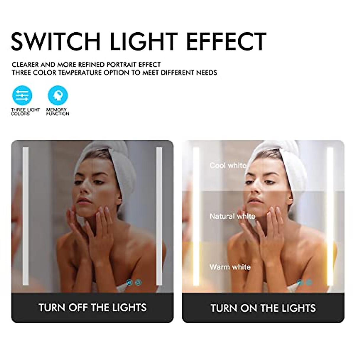 Medicine Cabinet with Lights, LED Medicine Cabinet for Bathroom with Defogger, Dimmer, Memory Function, 2 Doors, 31”x24” Lighted Medicine Cabinet, Surface Mount, Stainless Steel