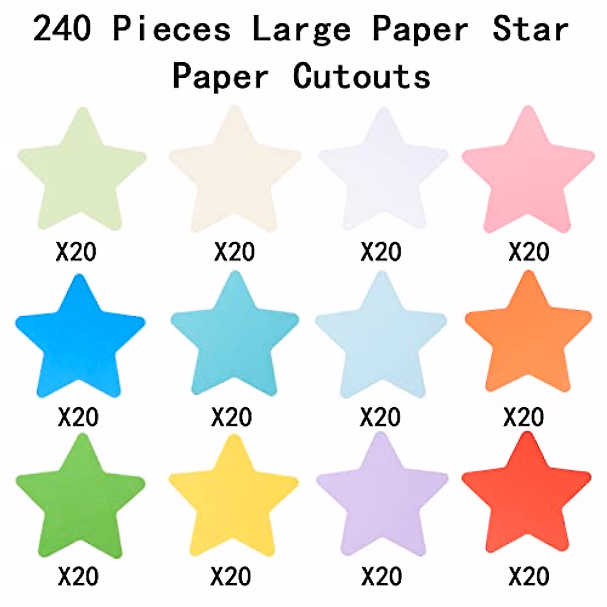 240 Assorted Color Star Cutouts for DIY Craft Projects