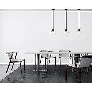 Tawson Dan Pendant Lighting, Island Pendant lights with 6.5 inch Clear Globe Glass Shade in Black and Gold Finish for Kitchen Island, Hallway, Entryway, Dining Room, Bedroom, Bulbs Not Included