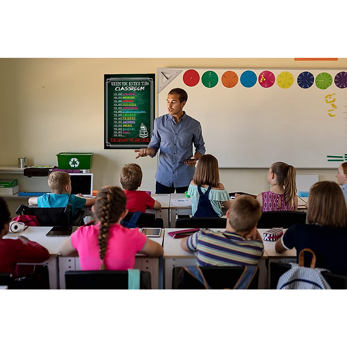 XJF Classroom Rules Poster,12" x 18" Motivational Classroom Poster,Back to School Classroom Decorations,When You Enter This Classroom Poster,Motivational Poster for Kindergarten,Elementary,High School