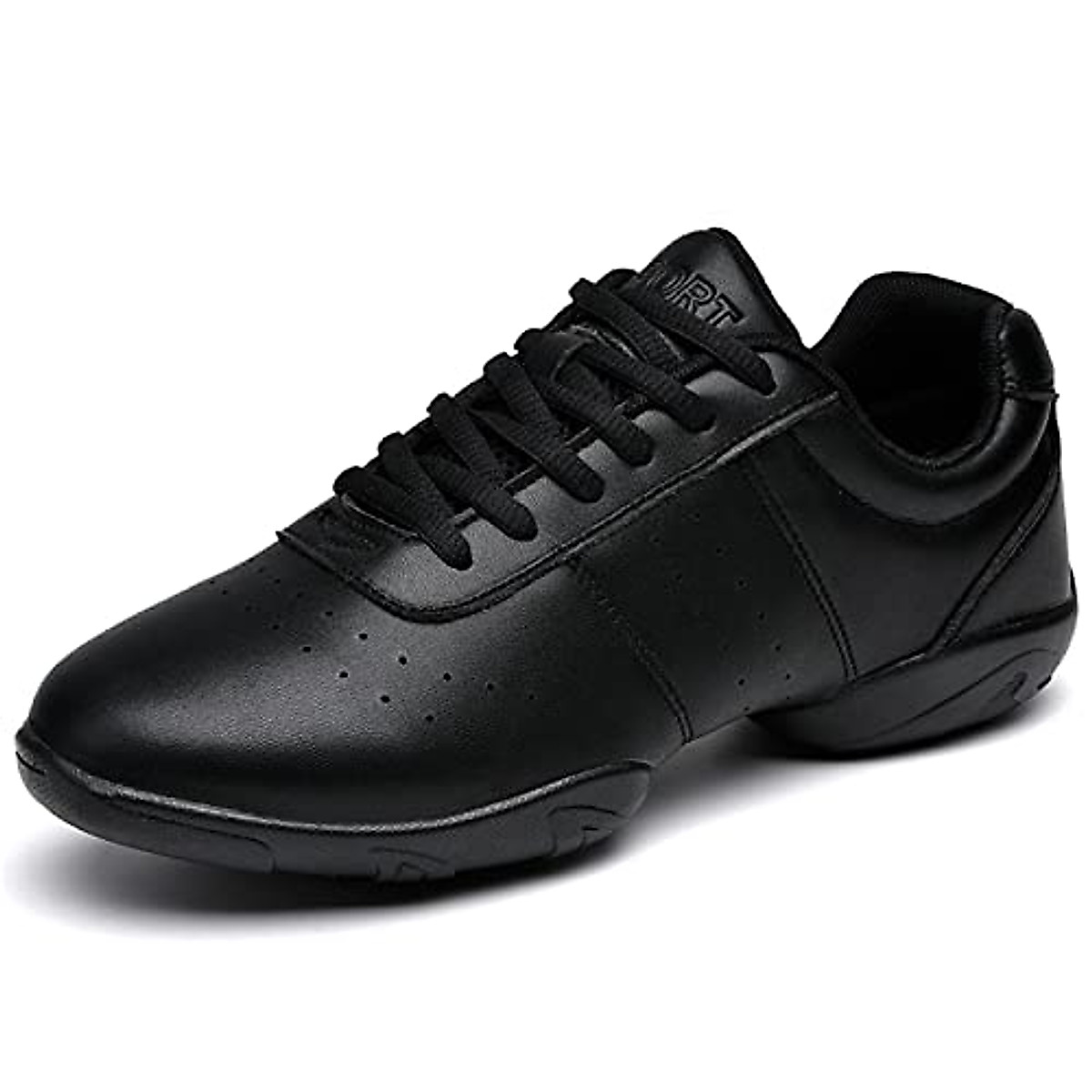 NIYAOSM Cheer Shoes Adults Black Dance Shoes Youth Womens Cheerleading Shoes Training Athletic Comfortable Sneakers Flats Black Size 5