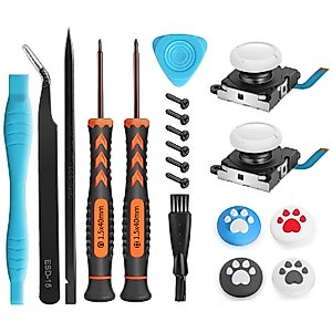 Joystick Replacement for Switch Lite – 19 in 1 OEM Analog Stick Thumbstick Parts Repair Tool Kit Accessories with Y00 Triwing Screwdriver, Thumb Caps, Tweezers for OLED JoyCon Joy Con Controller