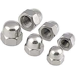 100Pcs M3-0.5 Acorn Hex Cap Nuts, 304 Stainless Steel 18-8，Metric Thread Dome Head Nuts，Plain Finish