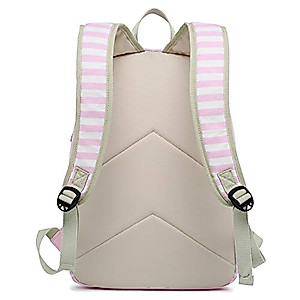 Gazigo Girls School Backpack Causal Canvas Stripe Backpack Cute Teen Backpacks For Girls School Bag (Pink)