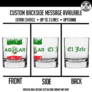 Personalized Printed 11oz Whiskey Glass - Custom Bourbon Christmas Gifts for Men, Dad Scotch Drinking Birthday Glasses, Groomsmen, Liquor Cocktail Rocks Old Fashioned, Mexico Flag