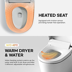 VOVO STYLEMENT TCB-8200SA Smart Bidet Toilet for bathrooms, Elongated One Piece Toilet with Auto Open/Close Lid, 1.12 GPF, Auto Dual Flush, ADA Chair Height, Heated Seat, Made in Korea