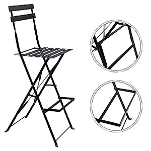 HollyHOME Patio Premium Steel Bistro Chair, Set of 2, 44"(H) Counter Pub Bar Stool, Accent Camp Folding High Chair, Anti-Rust Outdoor&Indoor Garden Furniture for Party, Porch, Black