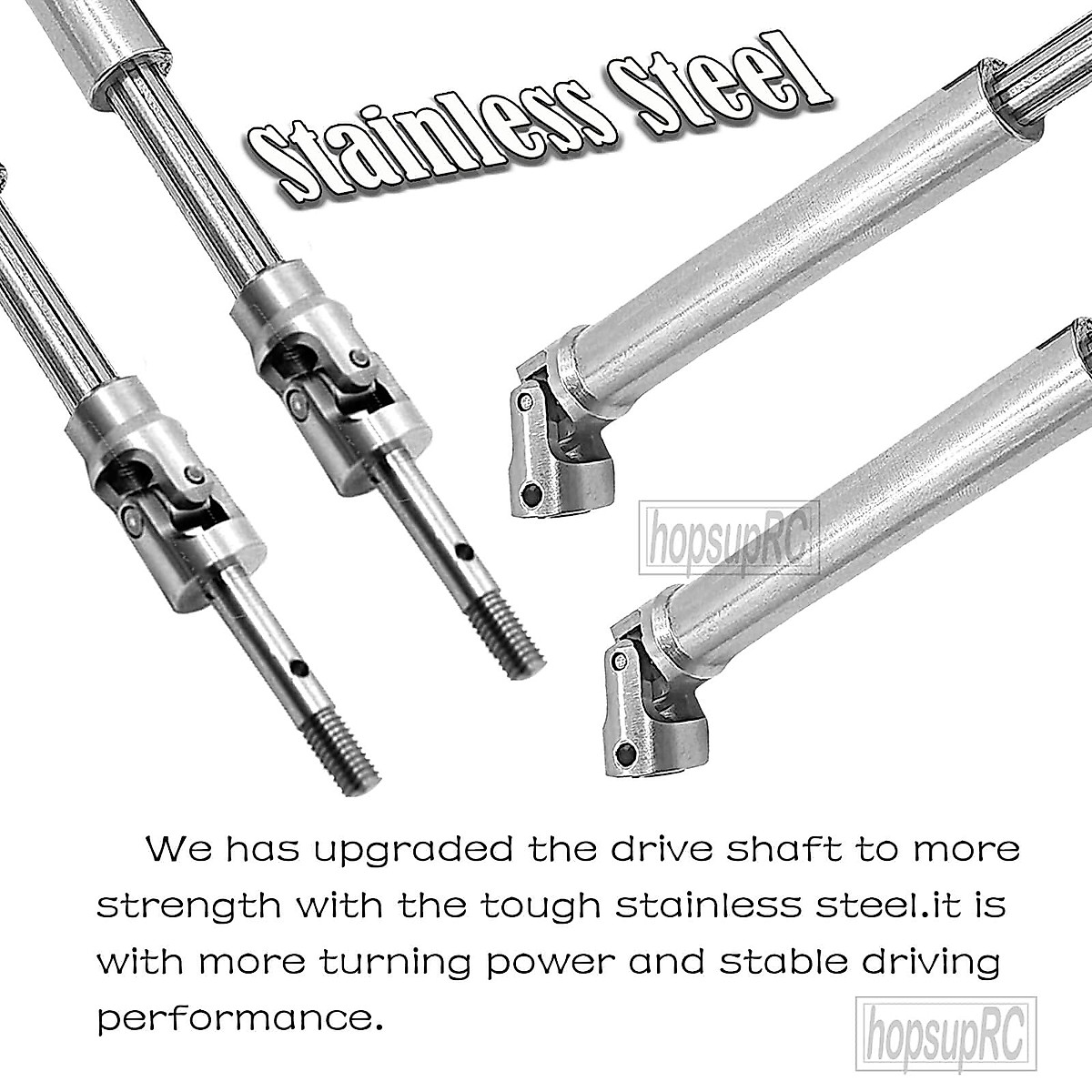 hopsupRC Stainless Steel Rear Drive Shaft CVD & Front Axles Upgrades Part for 1/10 Slash 2WD VXL/Rustler 2WD VXL/Stampede 2WD VXL/Hoss 2WD VXL (Upgrades More Powerful) Silver