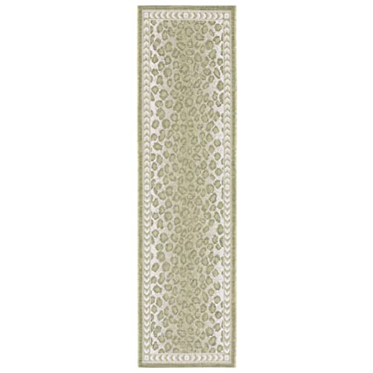 SAFAVIEH Courtyard Collection Runner Rug - 2'3" x 12', Light Green & Ivory, Leopard Print Design, Non-Shedding & Easy Care, Indoor/Outdoor & Washable-Ideal for Patio, Backyard, Mudroom (CY6100-52712)