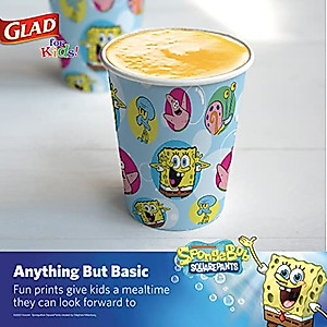 Glad for Kids 9oz Spongebob Squarepants Paper Cups, 120 Ct-Disposable Paper Cups with Spongebob and Patrick Design for Kids, Blue-Heavy Duty Paper Cups-Spongebob Cups, SpongeBob Drinking Cups