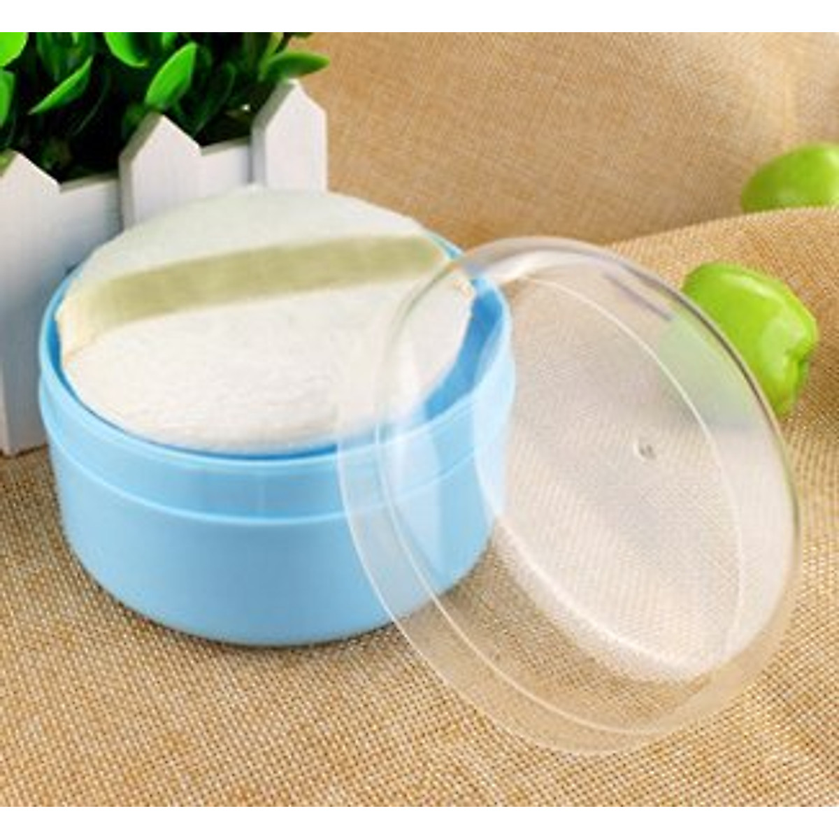 Baby After-Bath Powder Puff Container Jars Empty Refillable Plastic Soft Face Body Powder Box with Sifter Portable Baby Care Kit Case Cosmestic Makeup Dispensor (Blue)