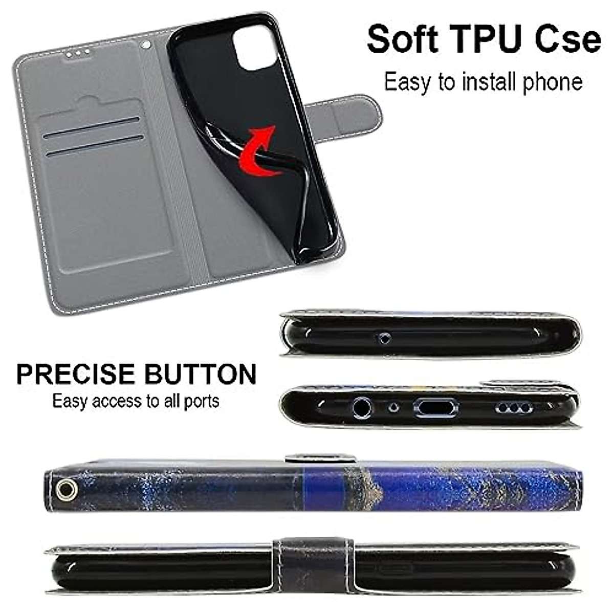 Domintell Galaxy S9 + Plus/G965 Moon Painted Wallet Case,[Card Slots] PU Leather Wallet Protection Case Magnetic Stand Flip Case Cover for Samsung Galaxy S9 + Plus Wrist Starp