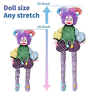 GARUNK 37.4" Plush Clown Doll - Baby Girl Birthday Gift - Cute Stuffed Toy with Retractable Arms & Legs, Purple