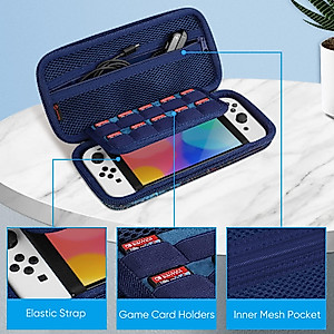 Fintie Carrying Case for Nintendo Switch OLED Model 2021/Switch 2017, [Shockproof] Hard Shell Protective Cover Travel Bag with 10 Game Card Slots & Inner Pocket, Starry Night