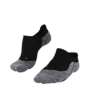FALKE Women's TK5 Wander Invisible Hiking Socks, No Show, Light Padding, Athletic, Breathable Quick Dry, Merino Wool, Black (Black-Mix 3010), 5-6, 1 Pair