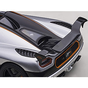 Auto Art Models Koenigsegg Agera RS Moon Silver with Carbon and Orange Accents 1/18 Model Car by Autoart 79024