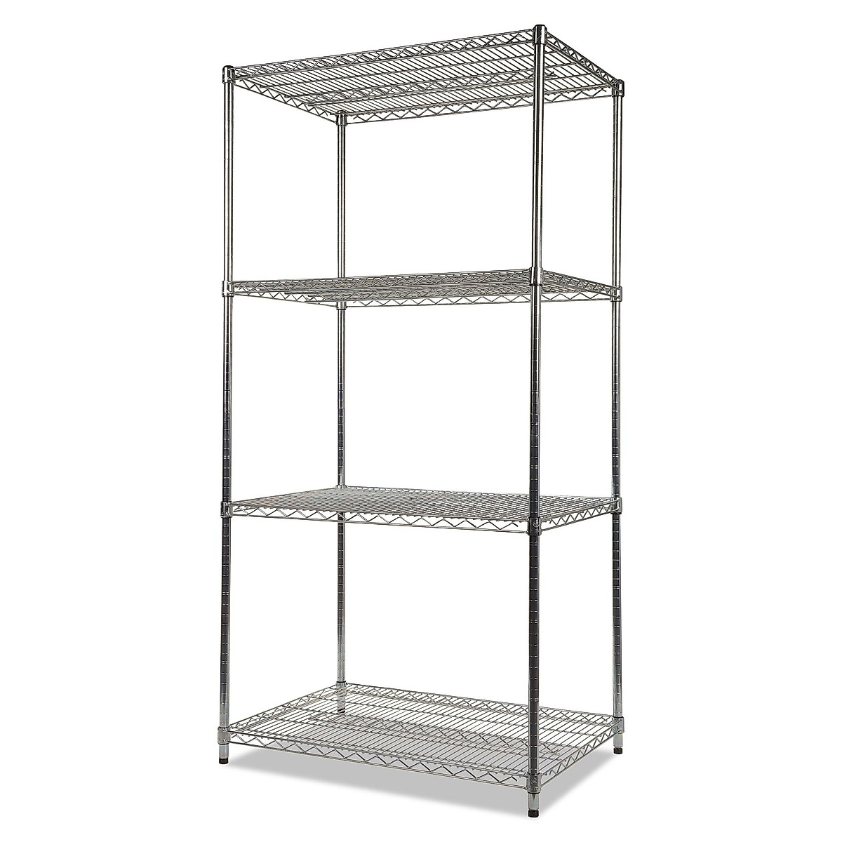 Alera SW503624SR Wire Shelving Starter Kit, 4 Shelves, 36w x 24d x 72h, Silver