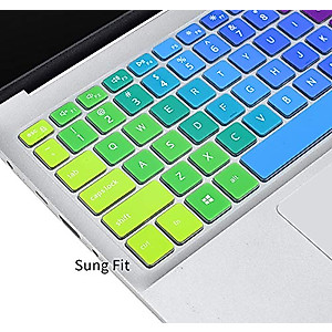 Keyboard Cover for Dell G15 5510 5515 Gaming,Dell Inspiron 15 3000 3501 3505 3502 5000 7000 7500 7501 7506 7590 7591 7706 7790 5501 5502 5505 5508 5584 5590 5593 5598,Vostro 3000 5000 7000, Rainbow