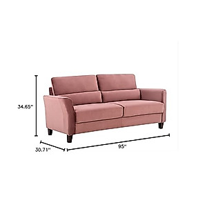 Container Furniture Direct Stoughton Mid Century Modern Upholstered Sloped Arms Living Room, Sofa, Natural Pink