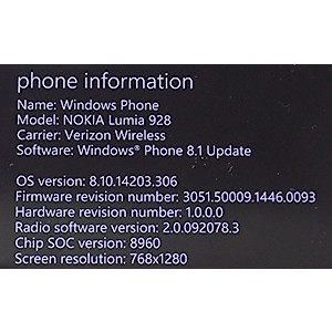 Nokia Lumia 928 32GB Unlocked GSM 4G LTE Windows Smartphone w/ 8MP Carl Zeiss Optics Camera - Black