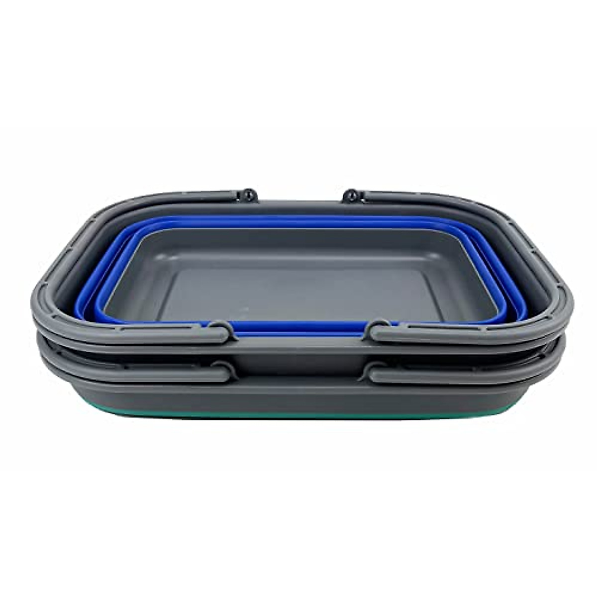 SAMMART 12L (3.17Gallon) Collapsible Tub with Handle - Portable Outdoor Picnic Basket/Crater - Foldable Shopping Bag - Space Saving Storage Container (Purplish Blue +Turquoise Blue)