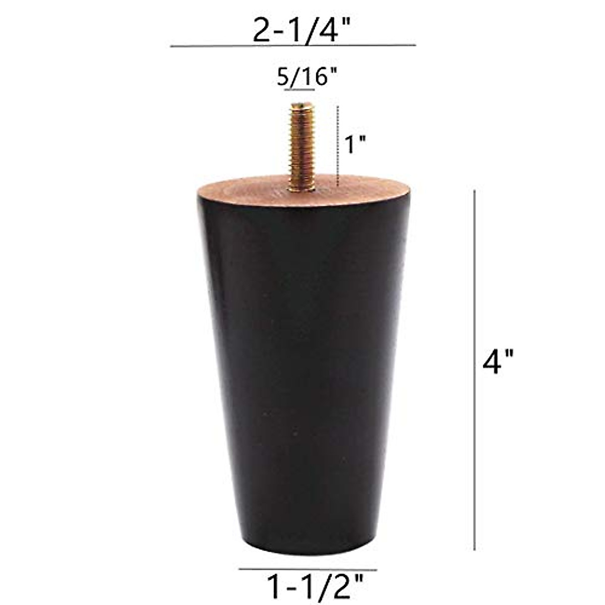 WEICHUAN Round Solid Wood Dark Walnut Finish Replacement Sofa Couch Chair Ottoman Loveseat Coffee Table Cabinet Furniture Wood Legs Wood Furniture Legs(4" Set of 4)