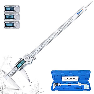 Kynup 6Inch & 12Inch Digital Calipers, Caliper Measuring Tools IP54 Waterproof Protection Design, Stainless Steel Measuring Tools Easy Switch from Inch Metric Fraction, Large LCD Screen