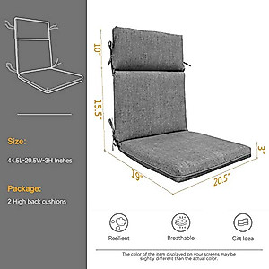 BOSSIMA Indoor Outdoor High Back Chair Cushions Replacement Patio Chair Seat Cushions Set of 2 (Slate Grey)