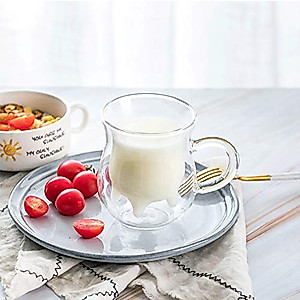 Double Wall Glass Cup - Creative Cup Cute Calf Insulated Mugs Thermo Coffee Milk Cups Creamer Pitcher (230ML/7.7oz)
