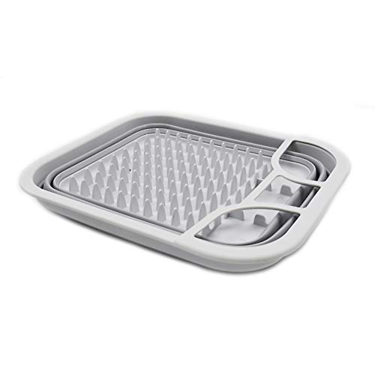 SAMMART 8.5L (2.2 Gallon) Collapsible Dish Drainer with Swivel Spout - Foldable Drying Rack - Portable Dinnerware Organizer - Space Saving Kitchen Storage Tray (1, Grey)