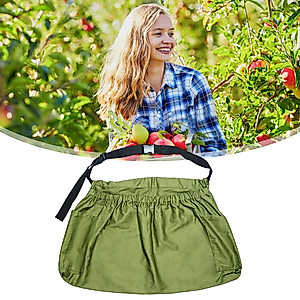 Harvesting Apron,Garden Harvest Apron,Perfect for Weeding,Vegetables,Fruits,Berry Picking,Gathering Eggs Herb,Canvas Harvest Apron Waist Belt for Gardeners Women Men with 2 Pockets Handsfree