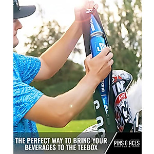 Pins & Aces Beer Sleeve 7-Can Insulated Cooler Sleeve - Stores Up to 7 Cans Discreetly in Your Golf Bag - Keeps Canned Beverages Cold While On The Golf Course - Fits in Most Golf Bags Styles & Types