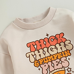 YINGISFITM Newobrn Baby Girl Halloween Outfit Long Sleeve Crewneck Sweatshirt Romper Pumpkin Pie Onesie Cute Fall Clothes (Pumpkin Pie Beige, 3-6 Months)