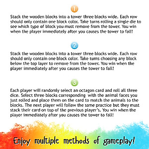 LMC Products Stacking Tower Game - Dice & Stacking Cards Animal Edition - Mini Colorful Blocks - Multiple Ways to Play Family Game Night - Games for Kids and Adults