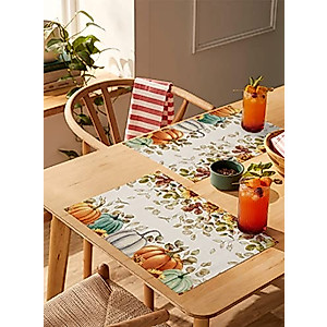 Fall Eucalyptus Leaves Thanksgiving Placemat for Dinning Table Placemat Set of 6-Cotton Linen Waterproof Table Mat Pumpkins Harvest Sunflowers Floral Place Mat Rustic Farmhouse Holiday Dinner Decor