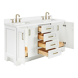 ARIEL Taylor 67 Inch Double Rectangle Sink Vanity with White Quartz Countertop W/1.5" Edge in White