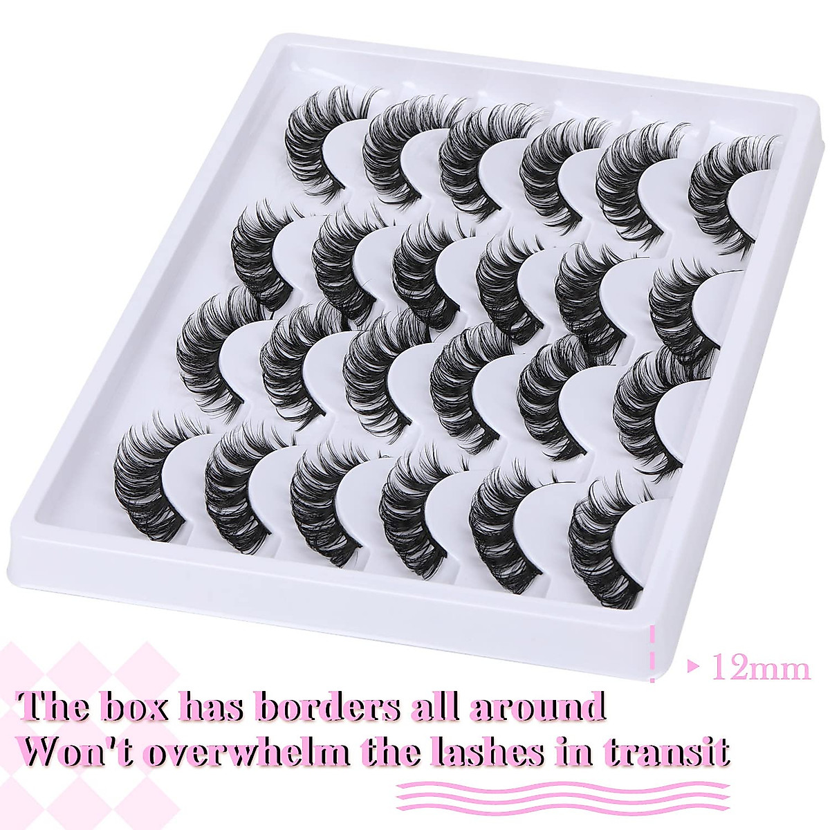 Fake Eyelashes Wispy Faux Mink Lashes D Curly Fluffy False Lashes Russian Strip Lashes Pack by Kiromiro