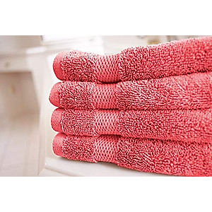 Cotton & Calm Exquisitely Fluffy 100% Cotton Wash Cloths Set - Luxurious 12 Pack Coral Washcloths - 13x13 inches Face Towel - Super Soft, Thick & Absorbent for Face, Hand, Gym & Spa