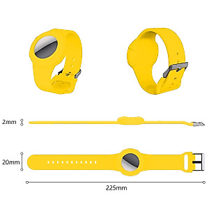 Kids Bracelet Case for AirTag 2021,Silicone Watchband Airtag Protective Cover for Kids Toddler Baby Children Elders,Anti-Lost Wearable Holder Fits Airtag. (Yellow), 10.8×0.15inch