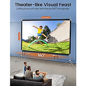 Projector Screen and Stand - Velcolt Portable Video Projection Screen 120 inch, 16:9 4K HD Rear Front Foldable Outdoor Movie Screen with Carry Bag for Indoor Outdoor Home Theater Backyard Camping