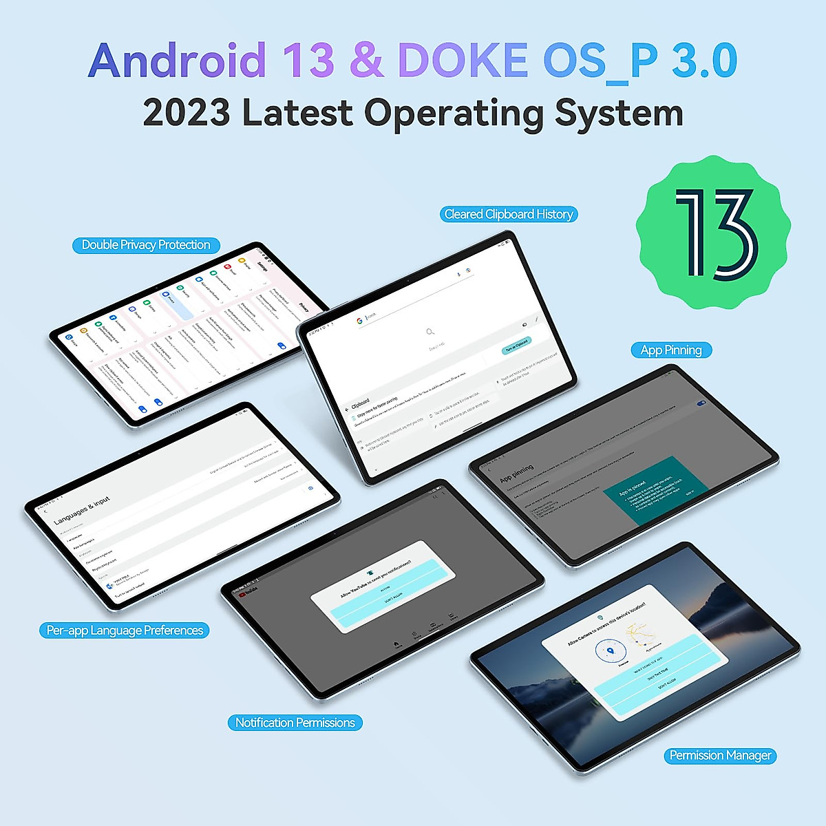 Blackview Android 13 Tablet - 10.1 Inch Screen Tablet, 6GB RAM 64GB ROM 1TB Expand, Dual Camera 5MP, WiFi 6, 6580mAh Android Tablet, Google Play Parent Control Kids Tablet, Blue