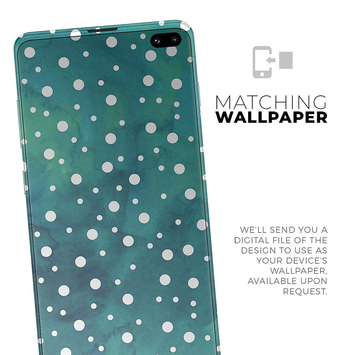 DesignSkinz Green and White Watercolor Polka Dots Protective Vinyl Decal Wrap Skin Cover Compatible with The Samsung Galaxy S20 (Screen Trim & Back Glass Skin)