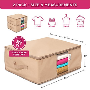 Clothes Storage Bag Organizer with Cedar Insert to Protect from Moth, Moist, Dirt, Dust etc. - Set of 2 Bags for Clothes, Sweaters, Beddings, Blanket, Blouses and More –Underbed Storage