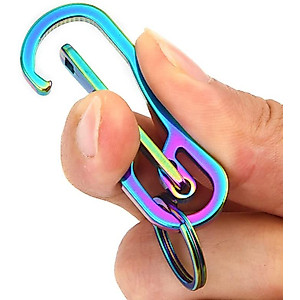 2 Pack Carabiner Clip Retractable Ring Set Titanium KeyChain Quick Release Hooks for Men Women