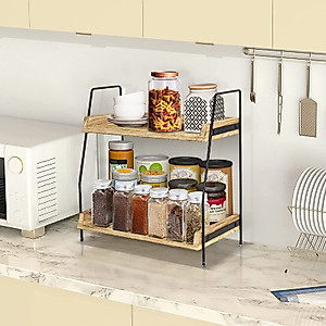 Coffee Bar Accessories and Organizer Countertop, Coffee Station Organizer 2 Tier Kitchen Counter Shelf Organizer,Coffee Condiment Storage,Cup Lid Holder Countertop Shelf for Bathroom,Kitchen,Coffe Bar